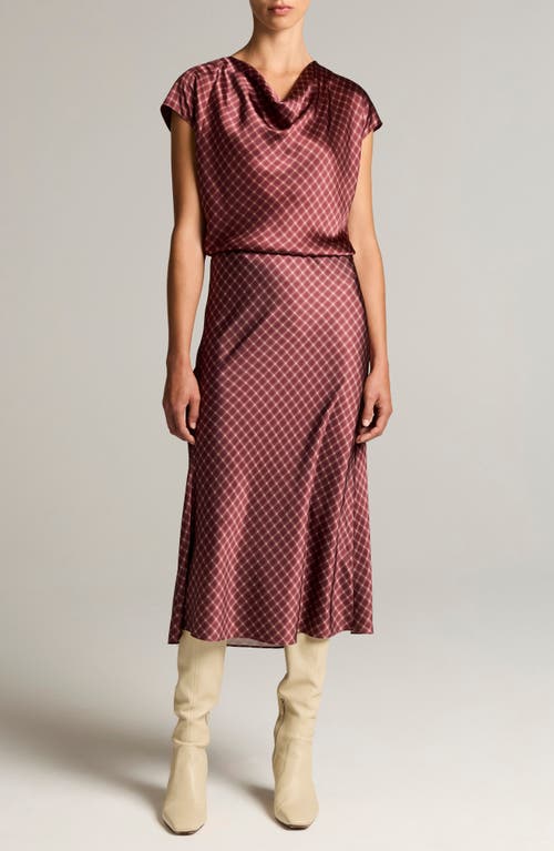 VINCE Vince Ombr Plaid Silk Cowl Neck Top